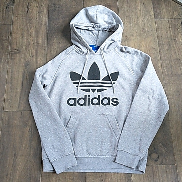 adidas | Shirts | Adidas Trefoil Gray Cotton Hoodie Mens S | Poshmark